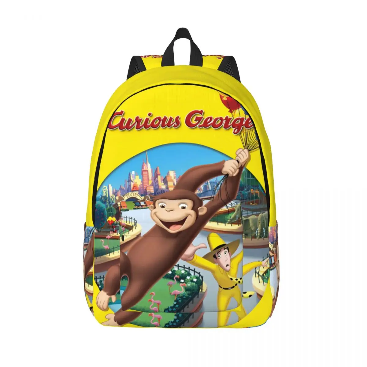 Curious George Monkey Cartoon Style Youth Casual Workday Backpack - TV Series Laptop Shoulder ...