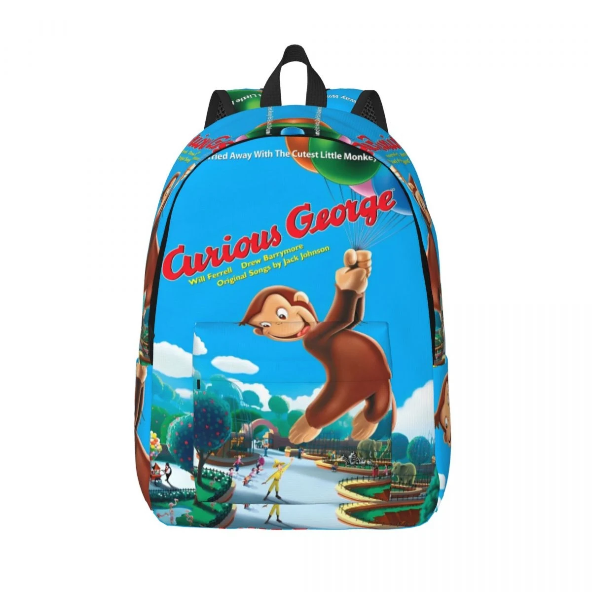Curious George Monkey Cartoon Style Youth Casual Workday Backpack - TV Series Laptop Shoulder ...