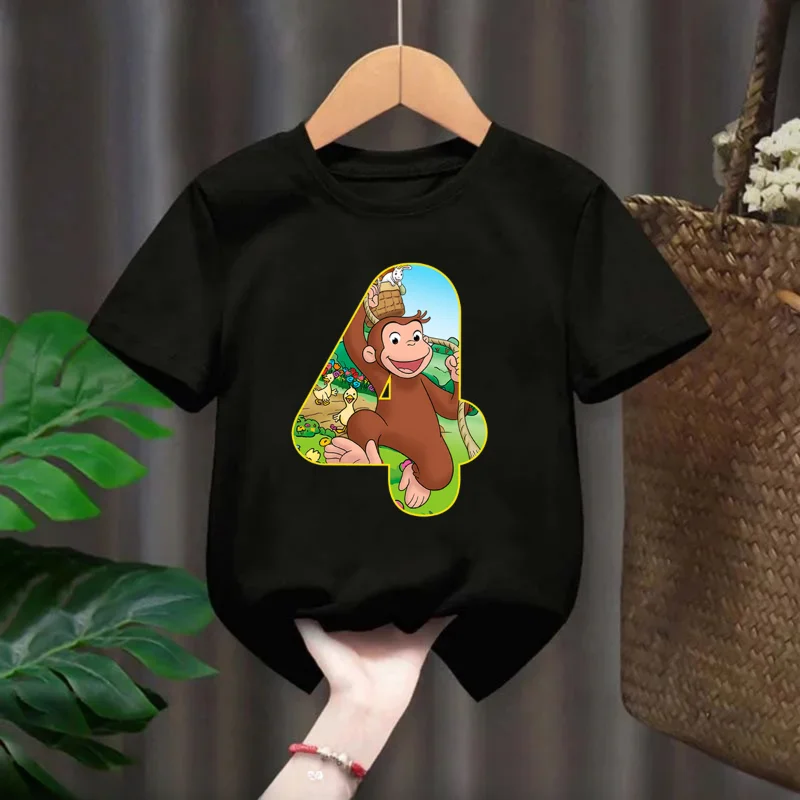 Curious George Monkey Print Tshirt Clothing Birthday Number Cartoon ...