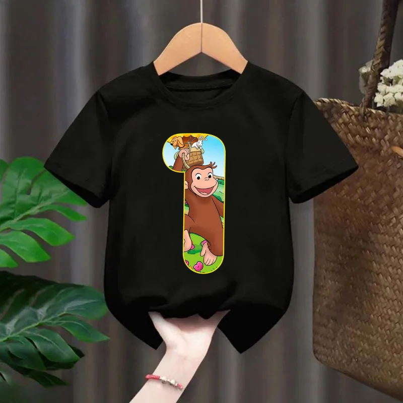 Curious George Monkey Print Tshirt Clothing Birthday Number Cartoon ...