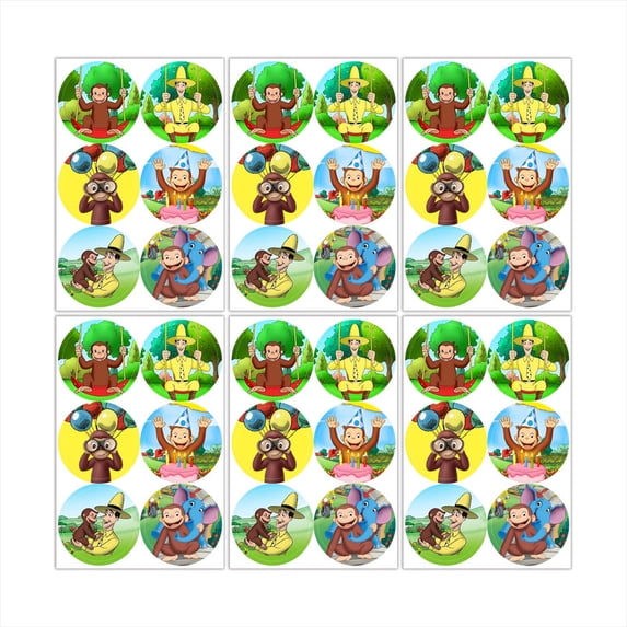 Curious George Monkey Stickers Party Favors Labels Birthday Thank You ...