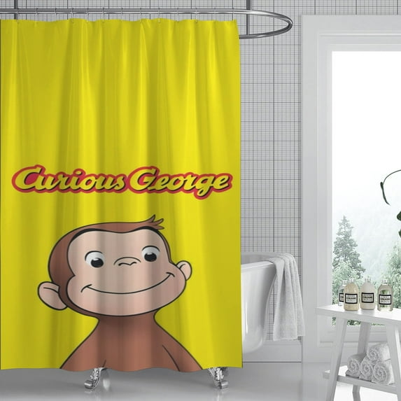 Curious George Monkey shower curtain features a striking image, is ...