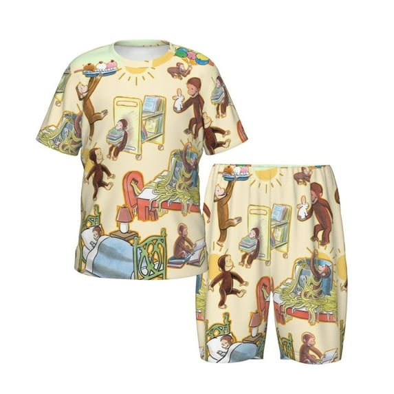 Curious George Pajama Short Sets Summer Sleepwear 2 Piece Loungewear ...