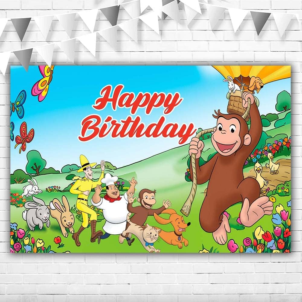 Curious George Party Supples Photo Backdrop Curious George Theme ...
