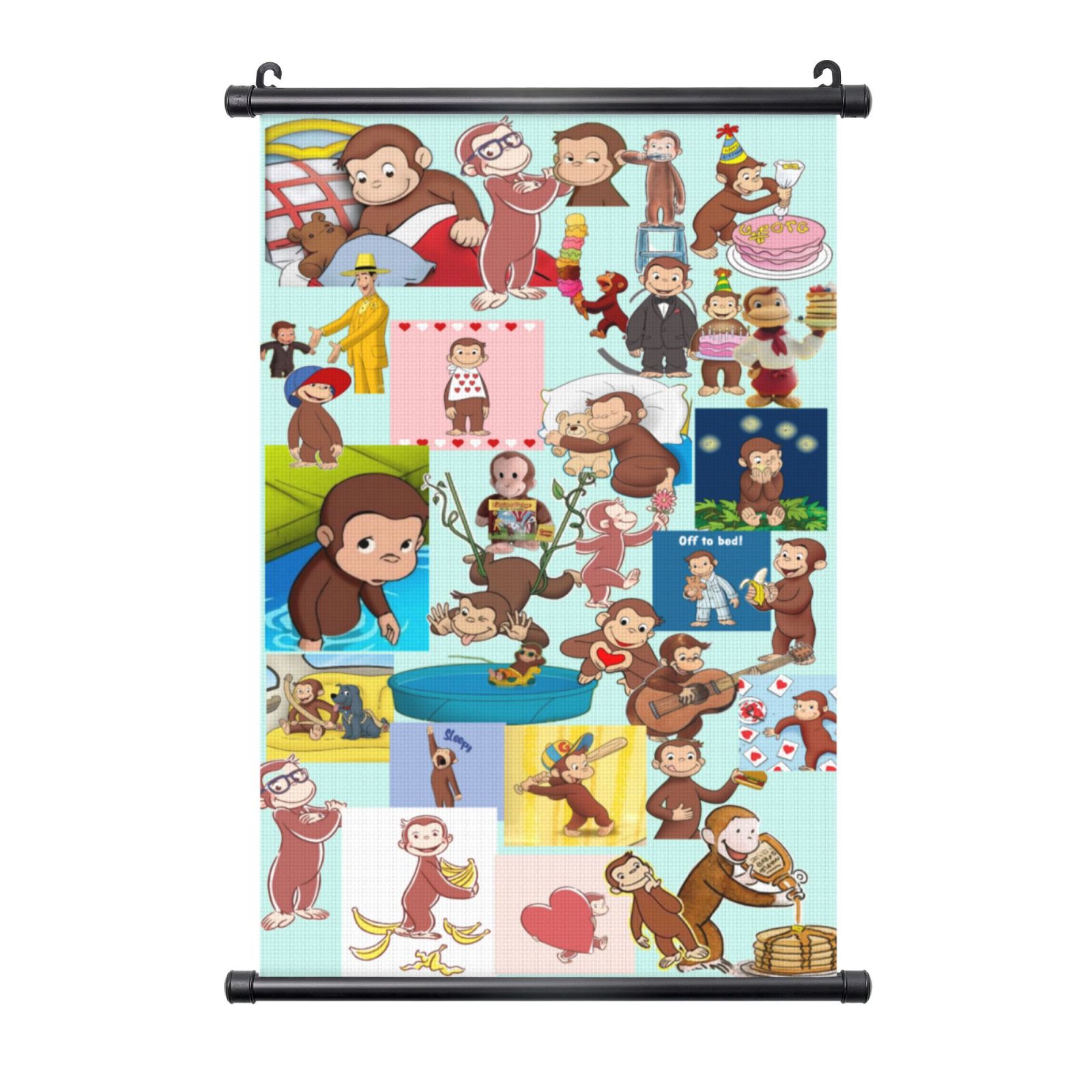Curious George Poster Aesthetic Canvas PVC Shaft Wall Art Hanging ...