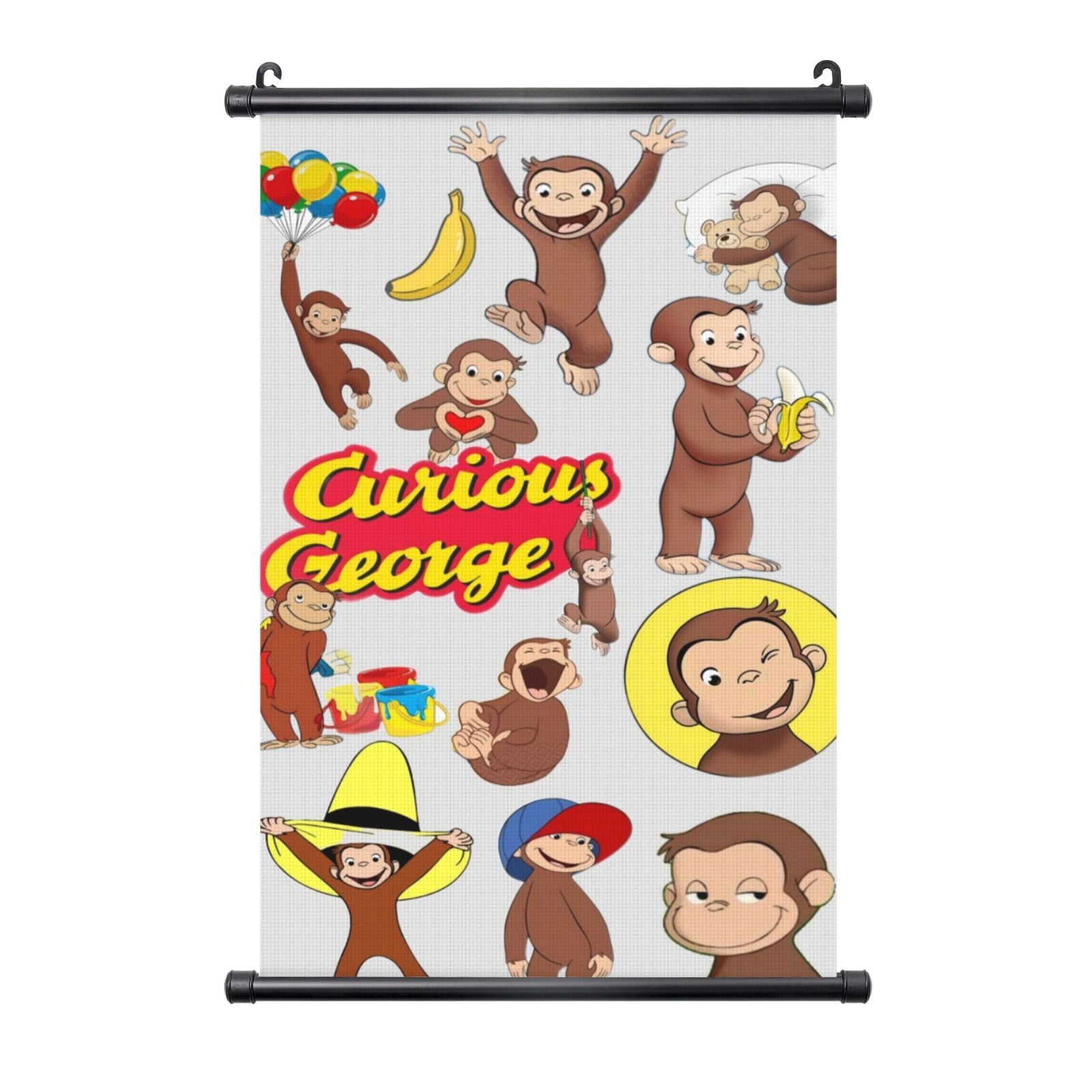 Curious George Poster Plastic Shaft Wall Hanging Banner Painting Canvas ...