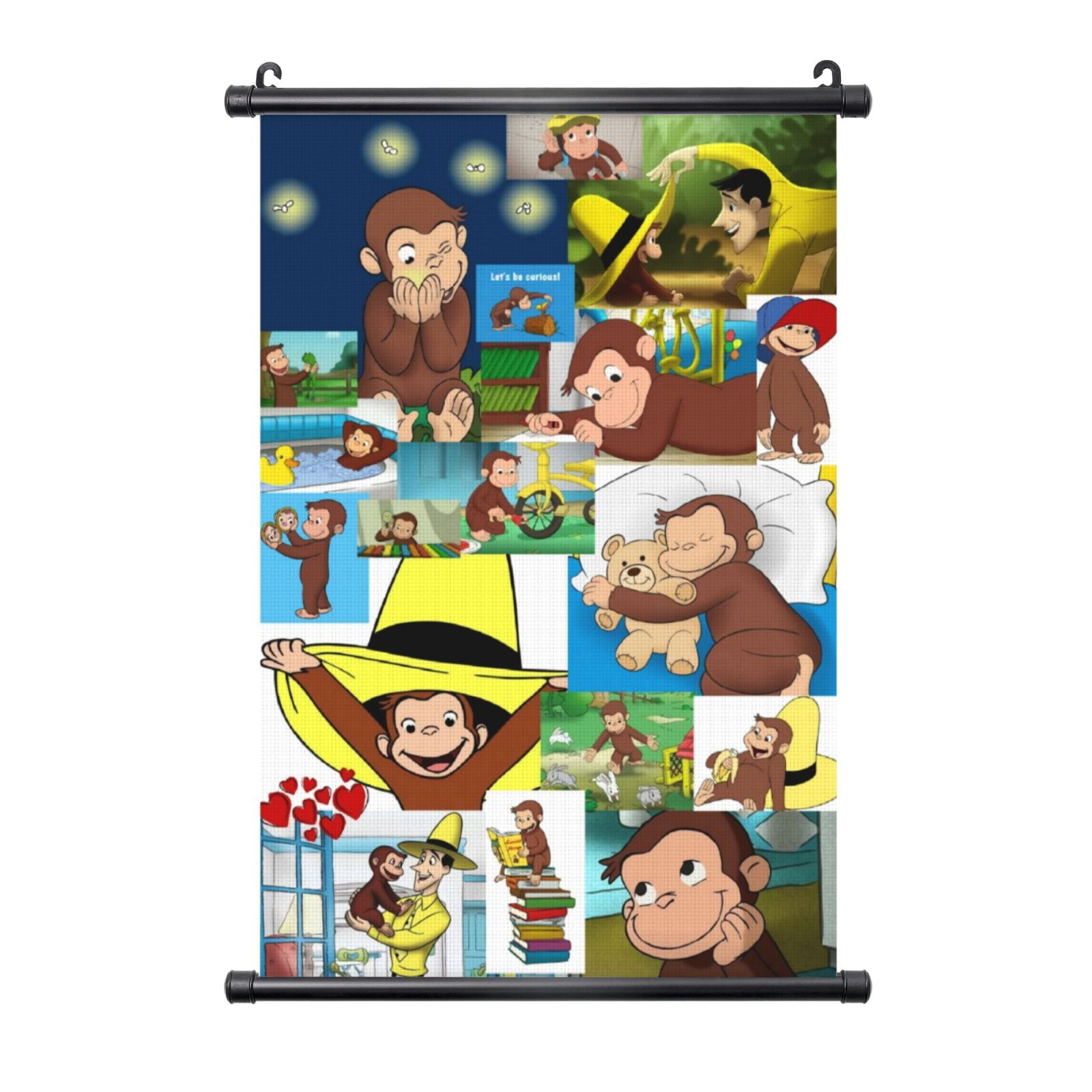 Curious George Poster Plastic Shaft Wall Hanging Banner Painting Canvas ...