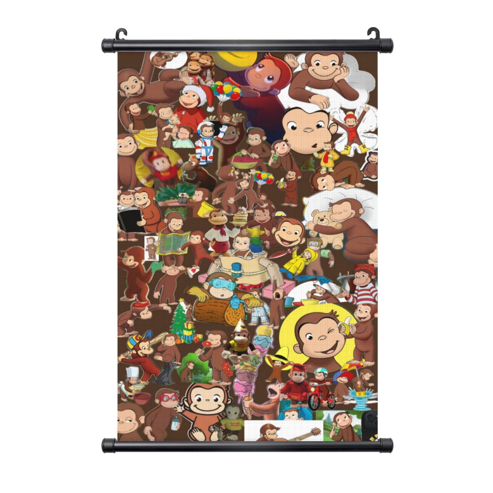 Curious George Poster Plastic Shaft Wall Hanging Banner Painting Canvas ...