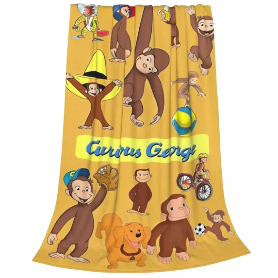 Curious George Spooky Fun Fuzzy Blanket Cartoon Monkey Funny Throw ...