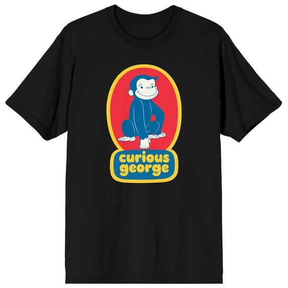 Curious George TV Red Character Circle Adult Black Crew Neck Short ...
