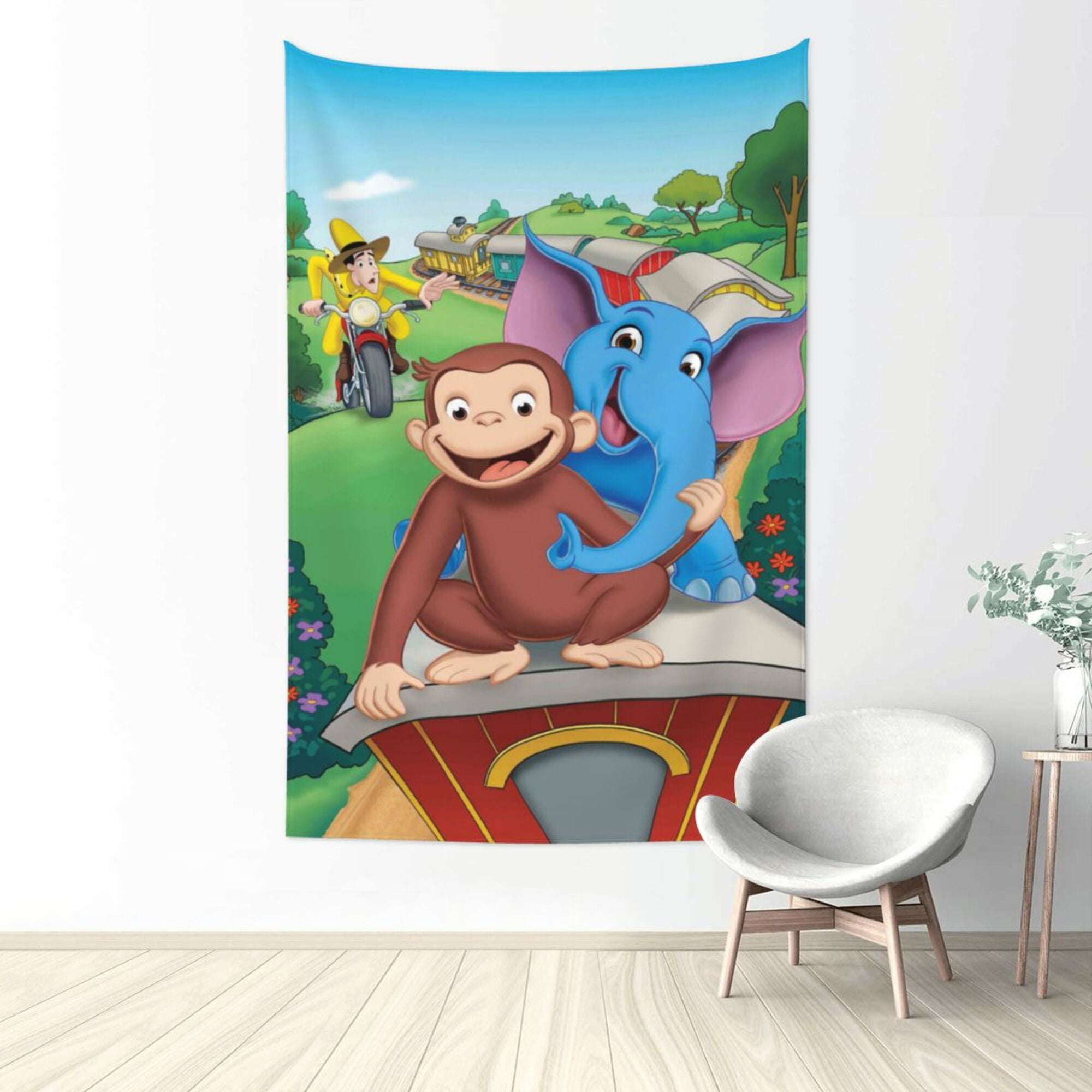 Curious George Tapestry Large Banner Wall Hanging Tapestries Aesthetic ...