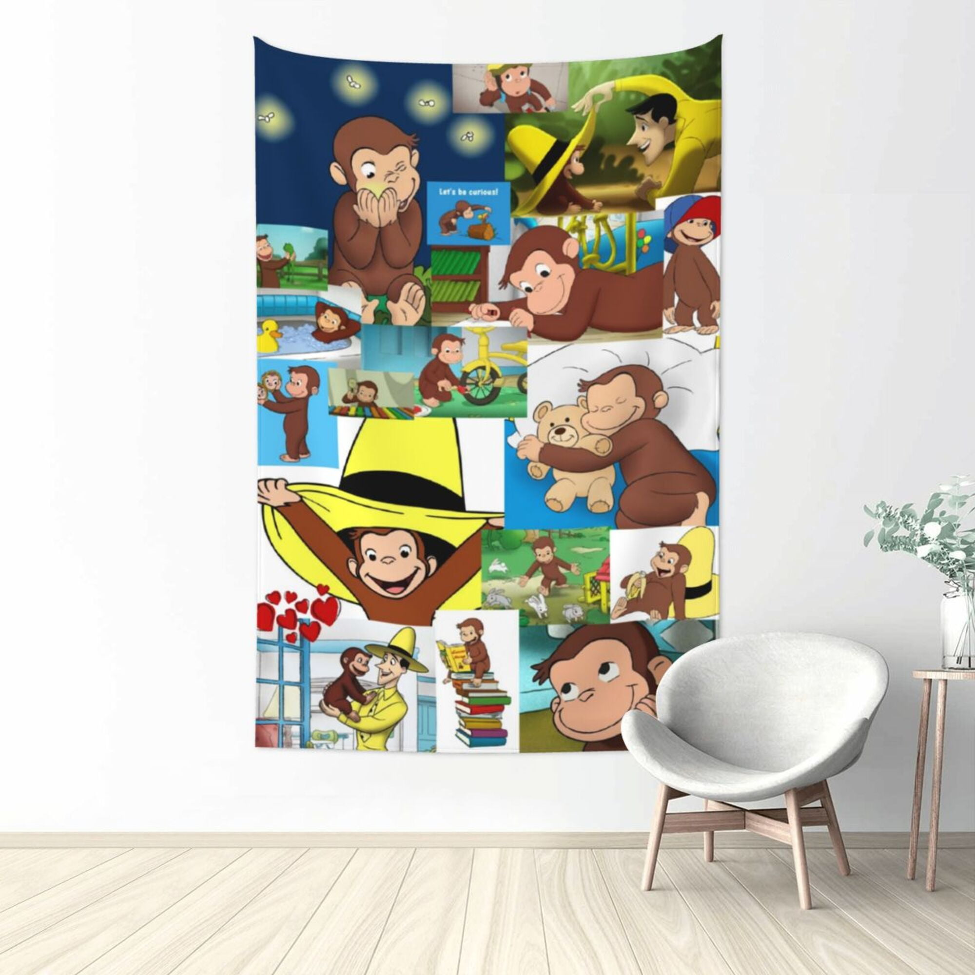 Curious George Tapestry Large Banner Wall Hanging Tapestries Aesthetic ...