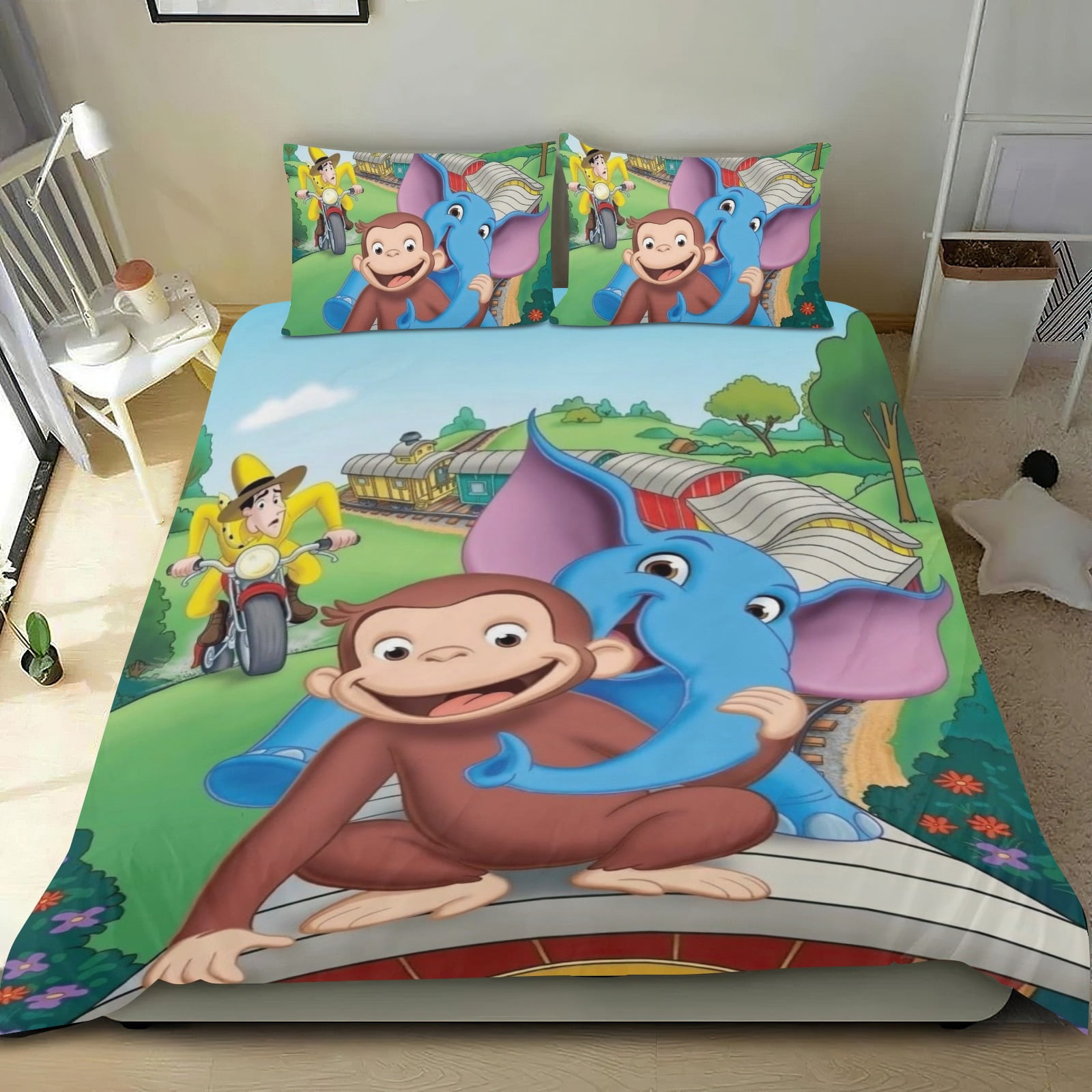 Curious George Themed Bed Sheet Set Three Piece Set 36x75 In ches ...