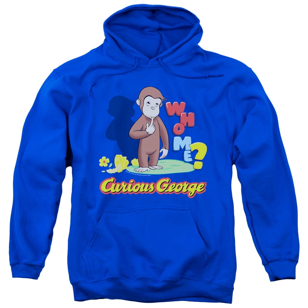 Curious George Who Me Adult Pullover Hoodie Sweatshirt Royal Blue ...