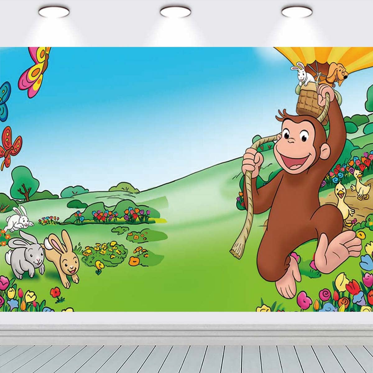 Curious George school Taspestry Poster Banner Backdrop Background Wall ...