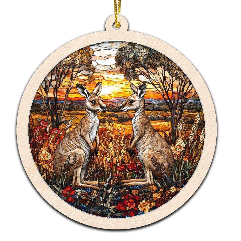 Curious Kangaroos Stained Glass Suncatcher Ornament – Text Christmas ...