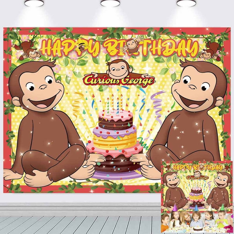 Curious Monkey Backdrop Banner Party Supplies Post Birthday Decorations ...