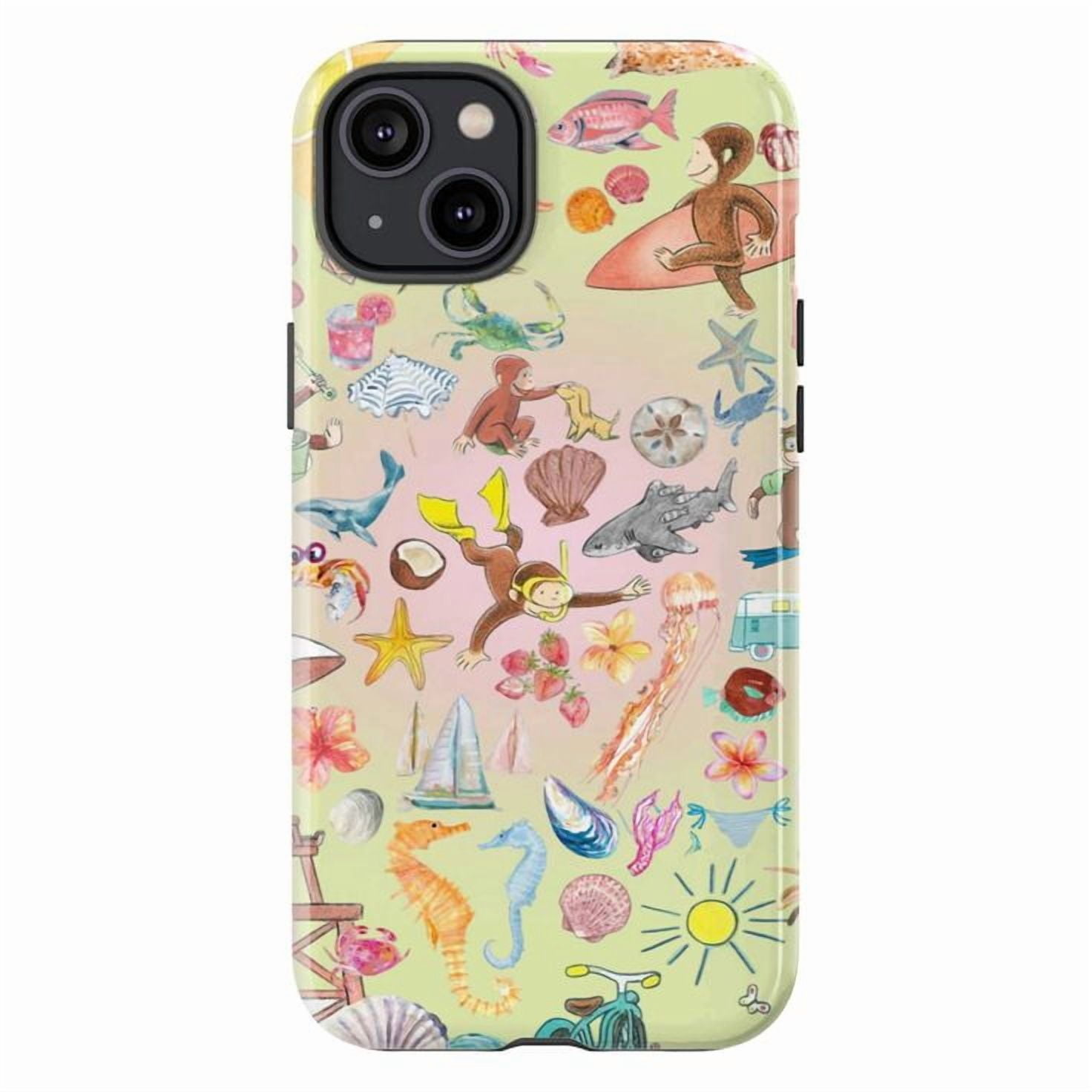 Curious Monkey Beach Adventure Phone Case, Tropical Ocean Collage with ...