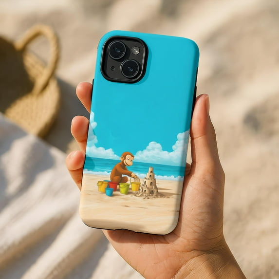 Curious Monkey Beach Cartoon Phone Case Cute Summer Fun iPhone 17 11 12 ...