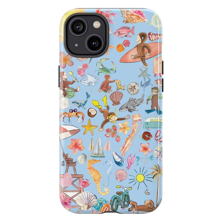 Curious Monkey Beach Day Phone Case, Tropical Ocean Adventure Collage ...