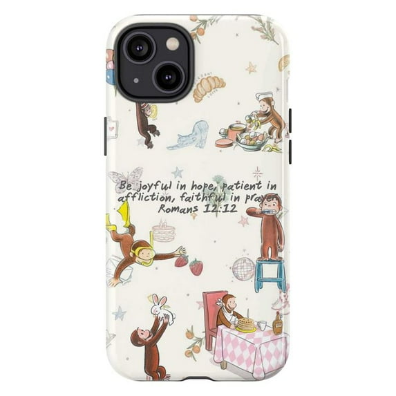 Curious Monkey Bible Verse Phone Case, Romans 12:12 Inspirational Quote ...