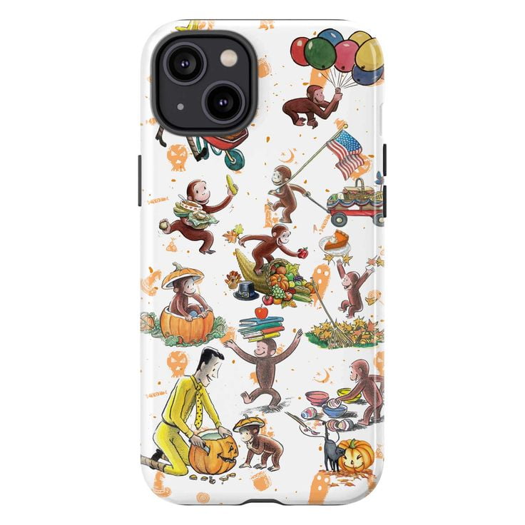 Curious Monkey Halloween Phone Case, Cute Autumn Theme iPhone Cover ...