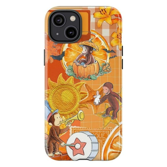 Curious Monkey Halloween Phone Case, Cute Cartoon Monkeys in Pumpkin ...