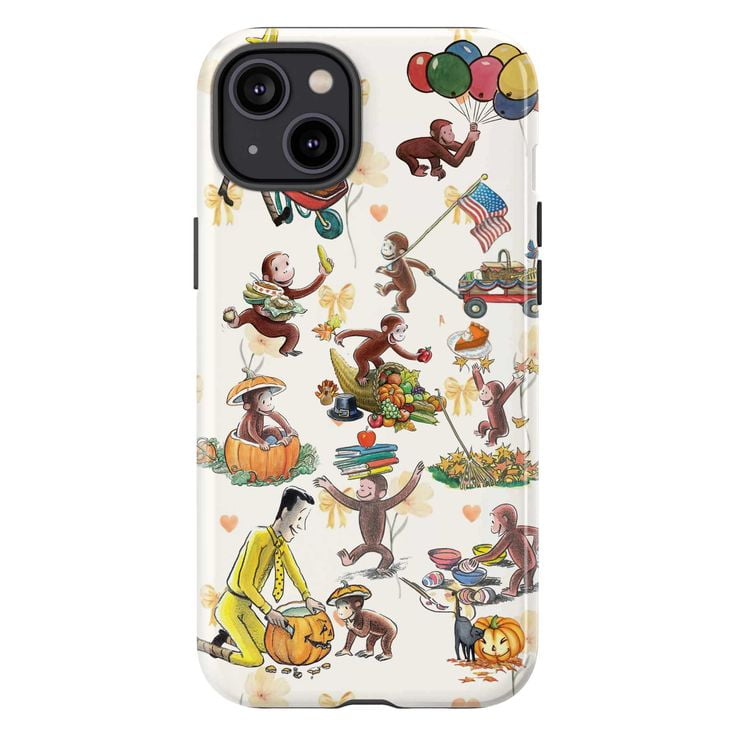 Curious Monkey Halloween Phone Case, Playful Monkeys with Pumpkins ...
