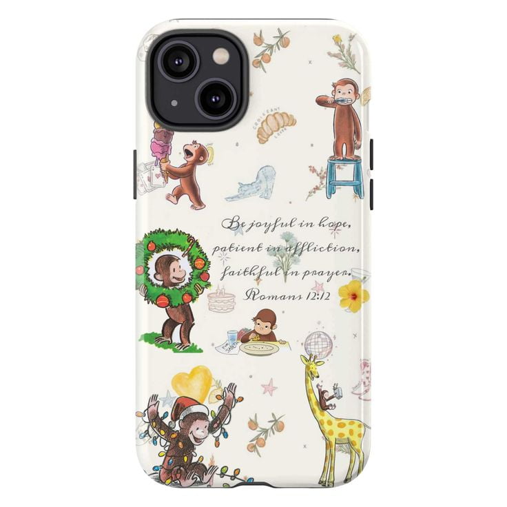 Curious Monkey Inspirational Quote Phone Case, Romans 12:12 Bible Verse ...