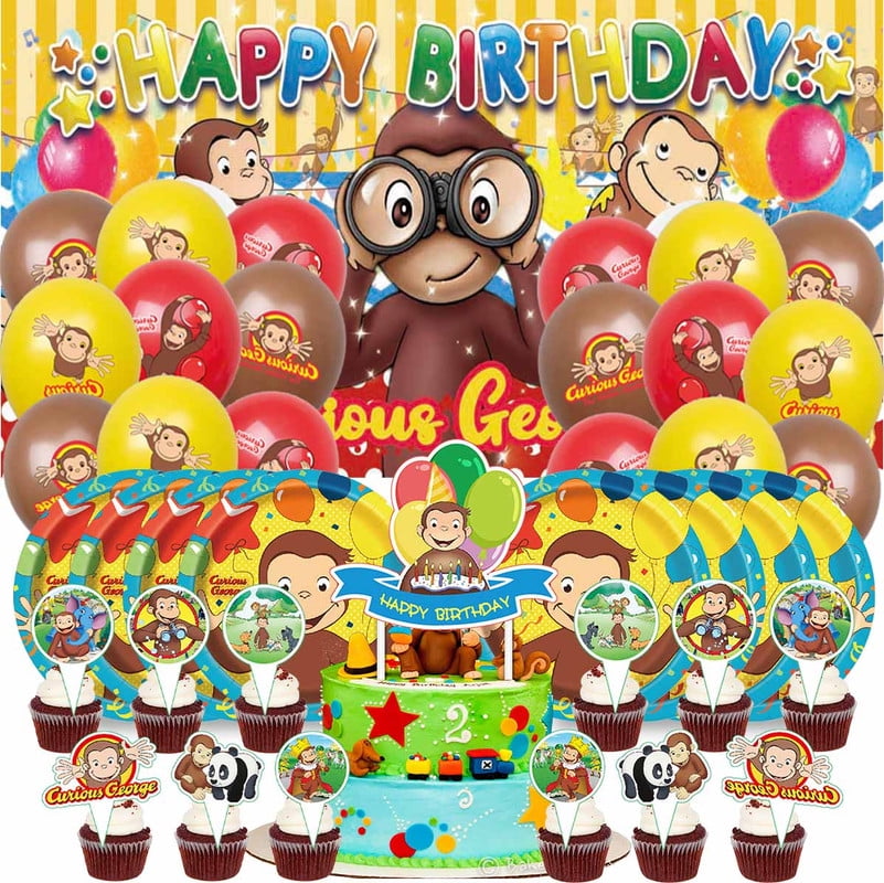 Curious Monkey Party Supplies Set Plates Balloons Tableware Decorations ...