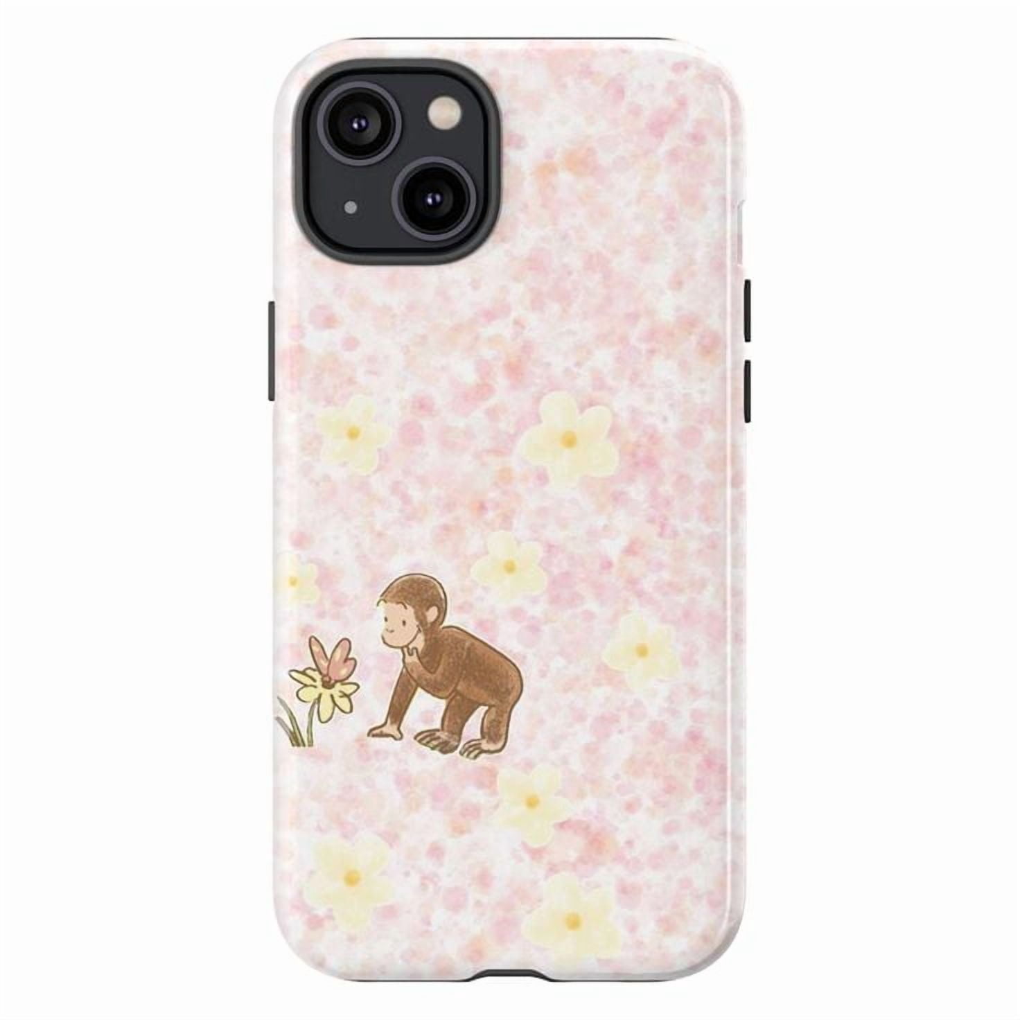 Curious Monkey Phone Case, Cute Monkey and Flower Illustration, Fun ...