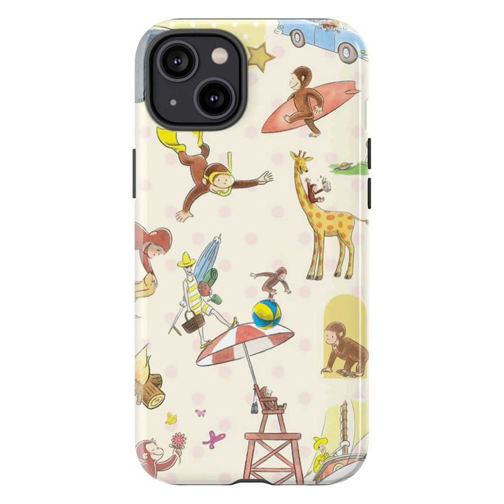 Curious Monkey Summer Adventure Phone Case, Cute Monkey Surfing Art ...