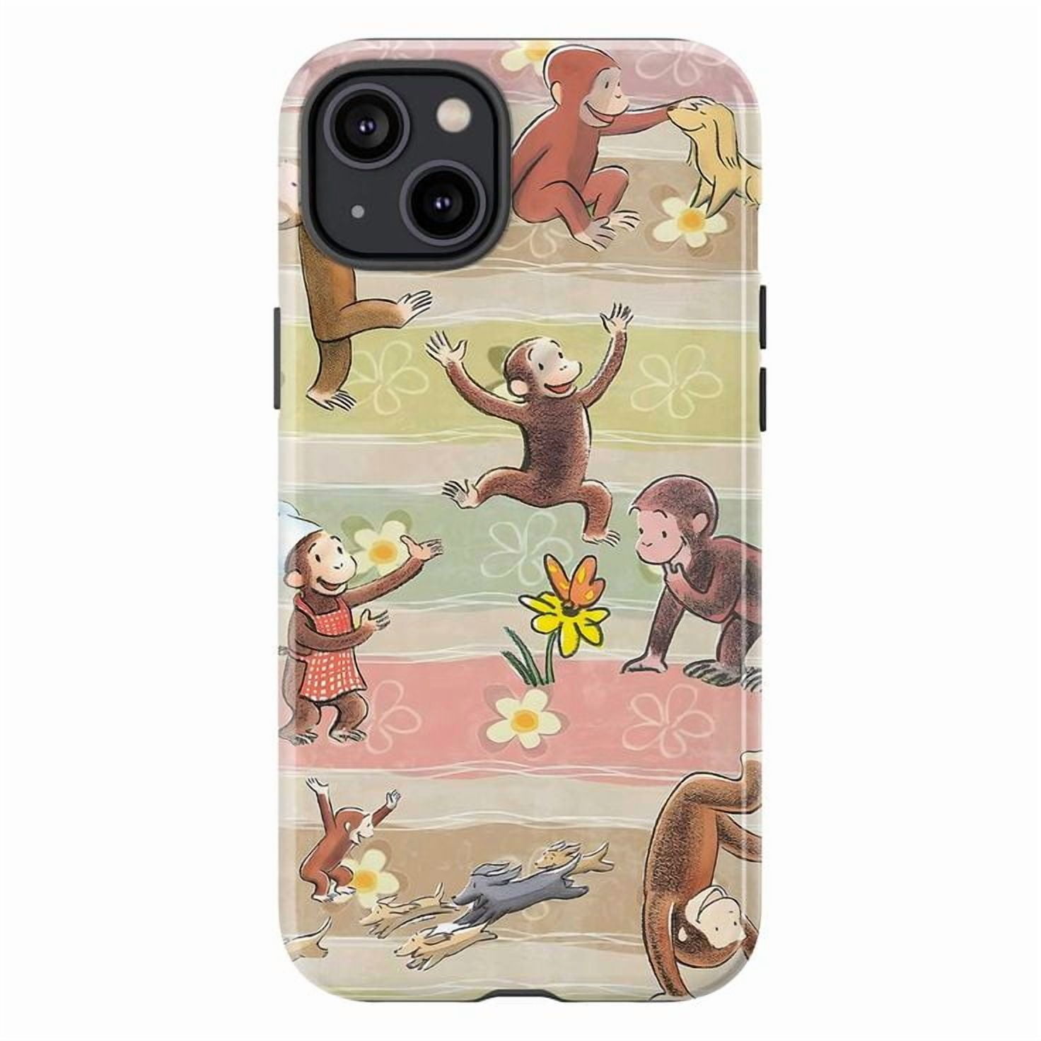 Curious Monkey iPhone Case – Playful Monkey Design with Pastel Stripes ...