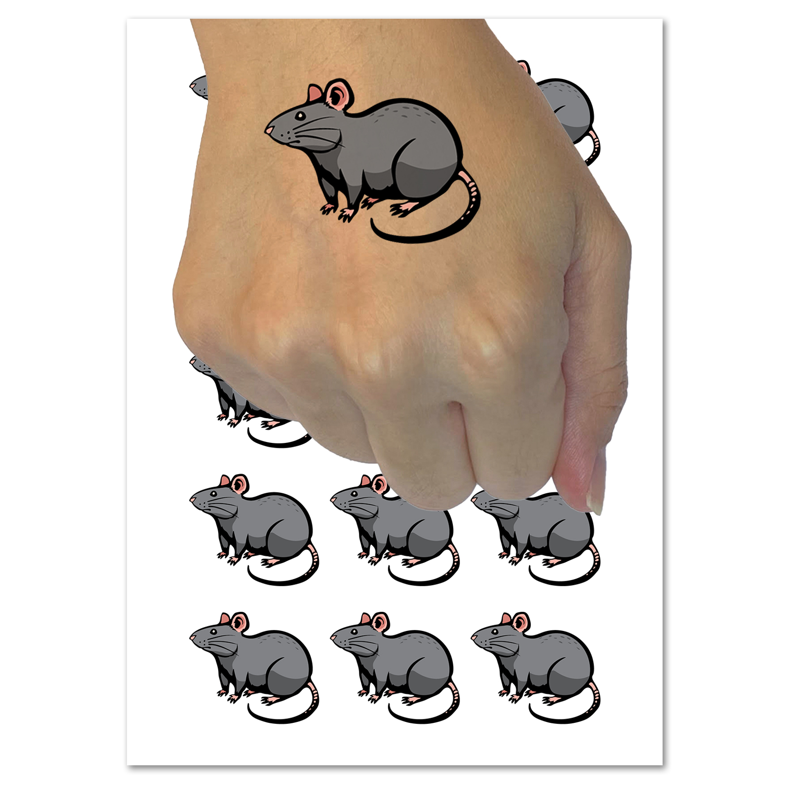 Curious Rat Rodent Water Resistant Temporary Tattoo Set Fake Body Art ...