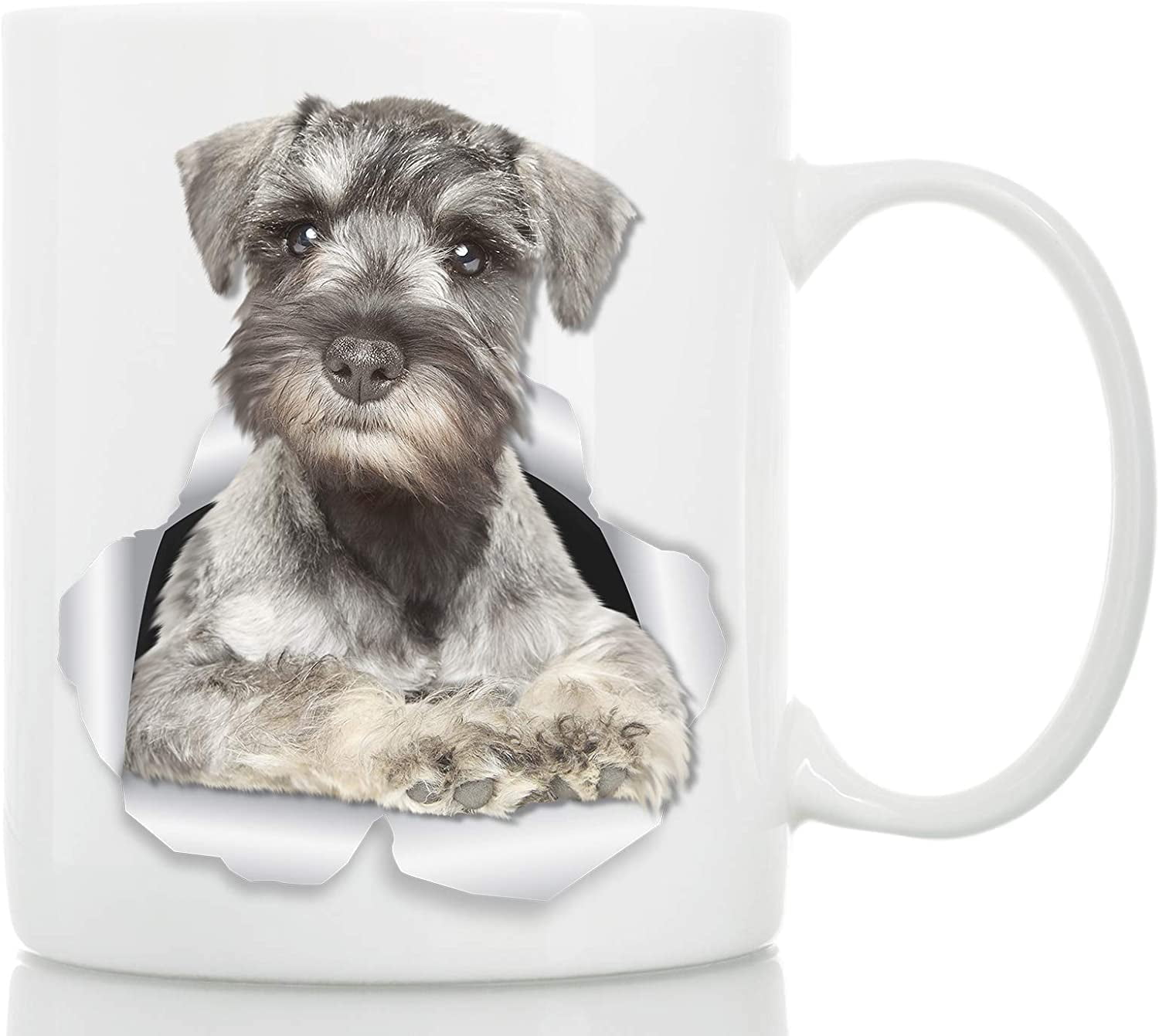 Curious Schnauzer Mug - Ceramic Gray Schnauzer Coffee Mug - Perfect ...