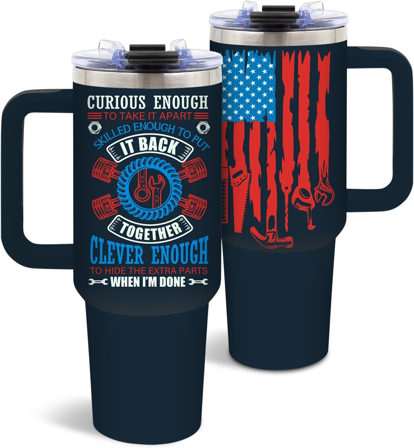 Curious Tumbler 40 Oz, DIY & Mechanic Design, Stainless Steel Insulated ...