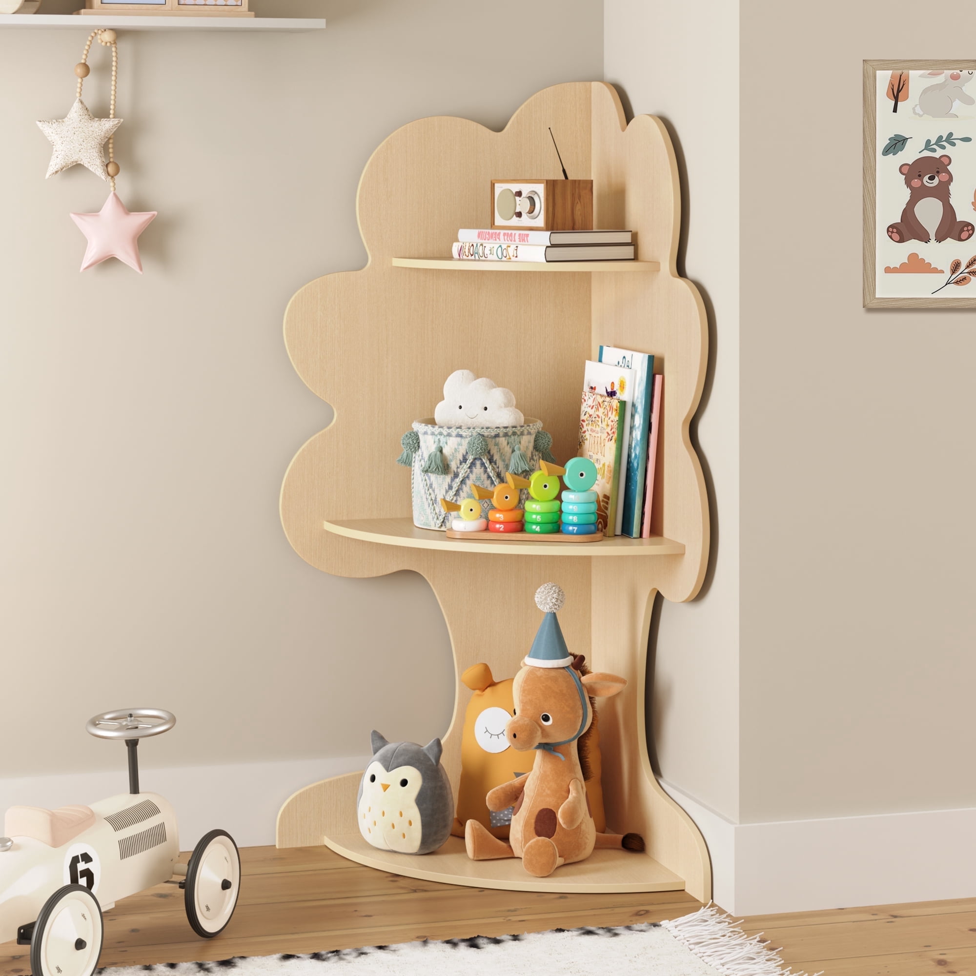 Curipeer 3-Tier Corner Kids Bookshelf and Toy Storage Organizer for ...