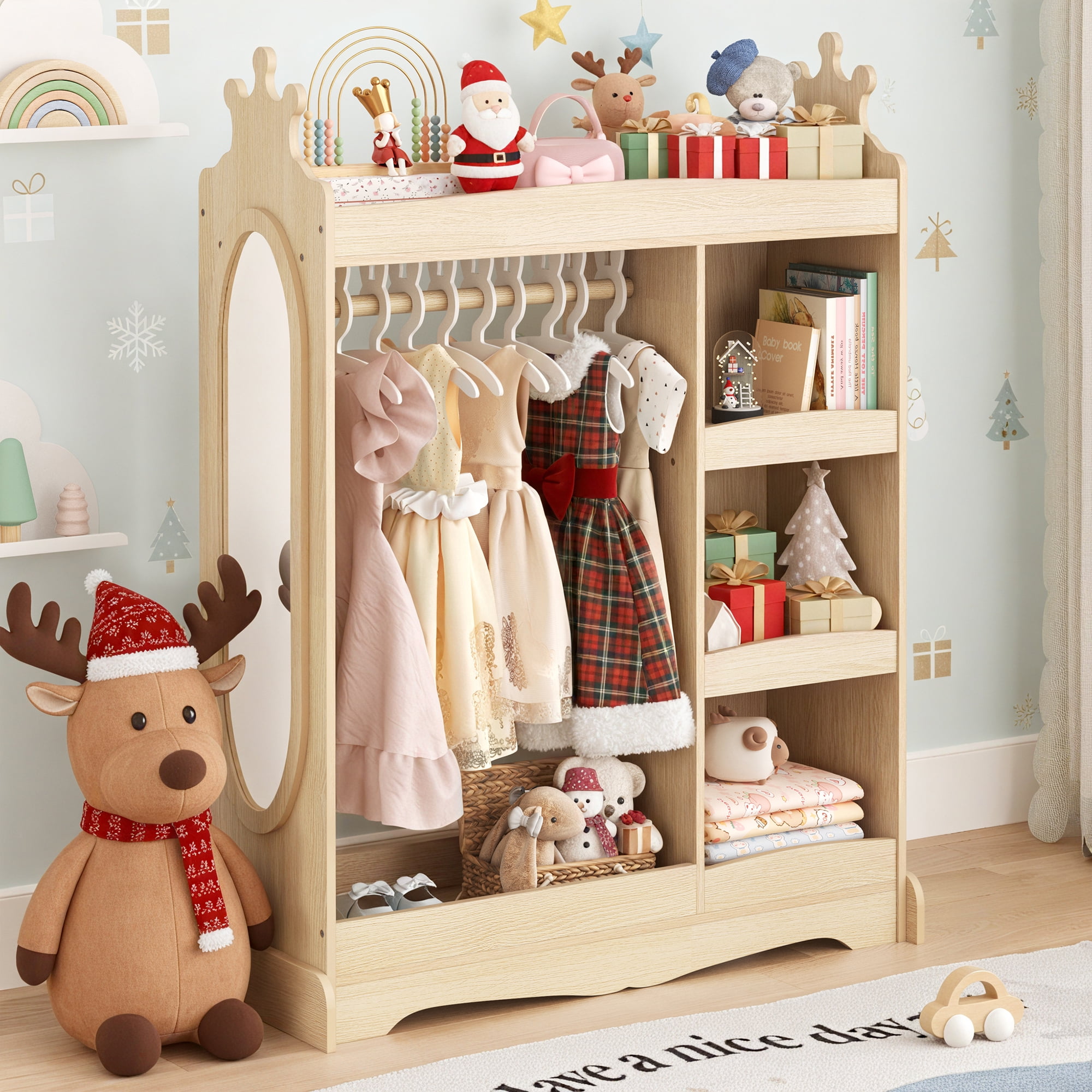 Free Shipping! Curipeer Kids Dress up Storage with Mirror,Armoire ...