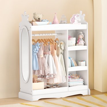 UTEX Kids' Dress Up Storage, Costume Organizer, Armoire with Rack, Age ...