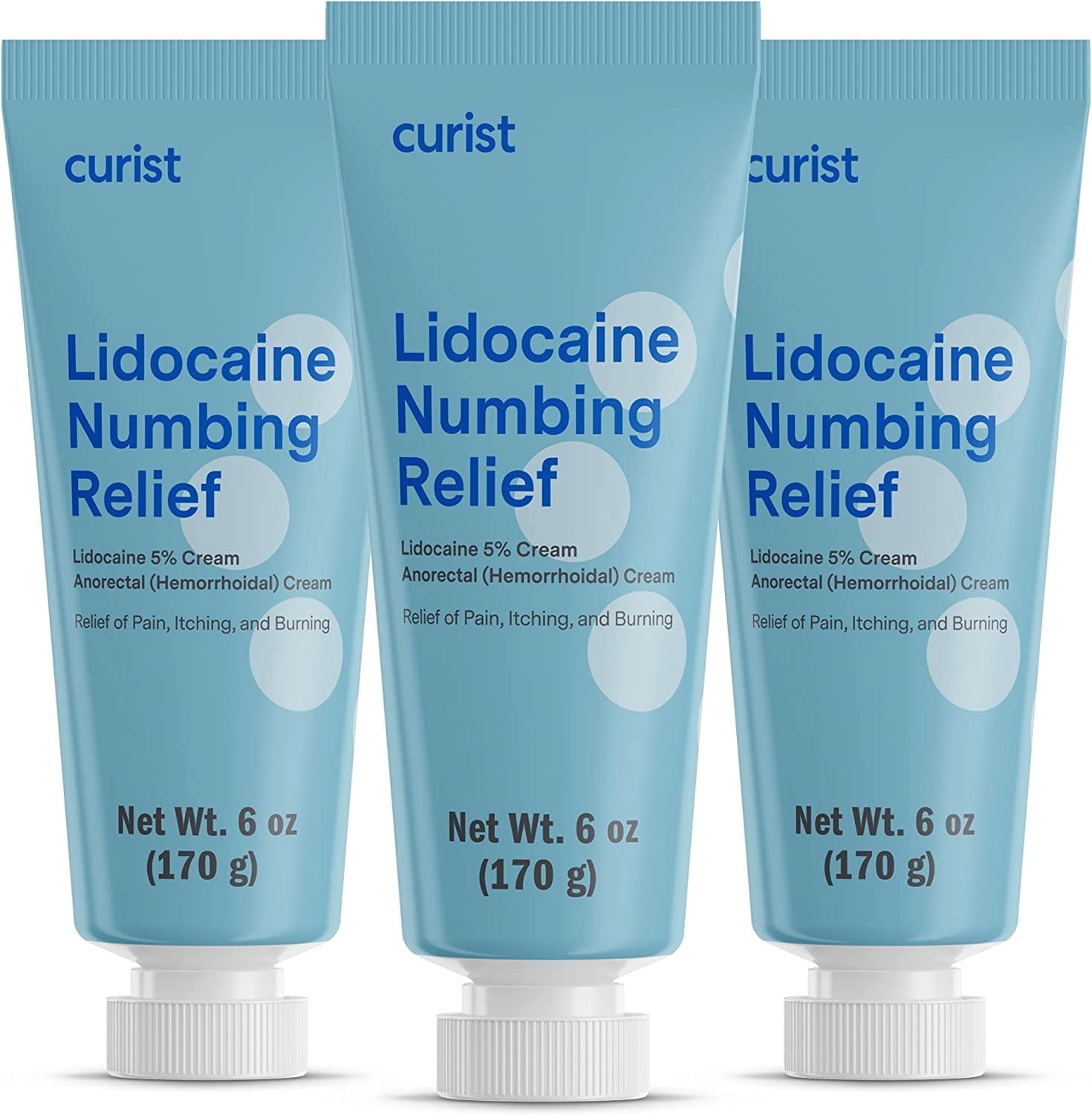 Curist 5% Lidocaine Cream 6 oz Tube Pack of 3 | Lidocaine 5% Numbing ...