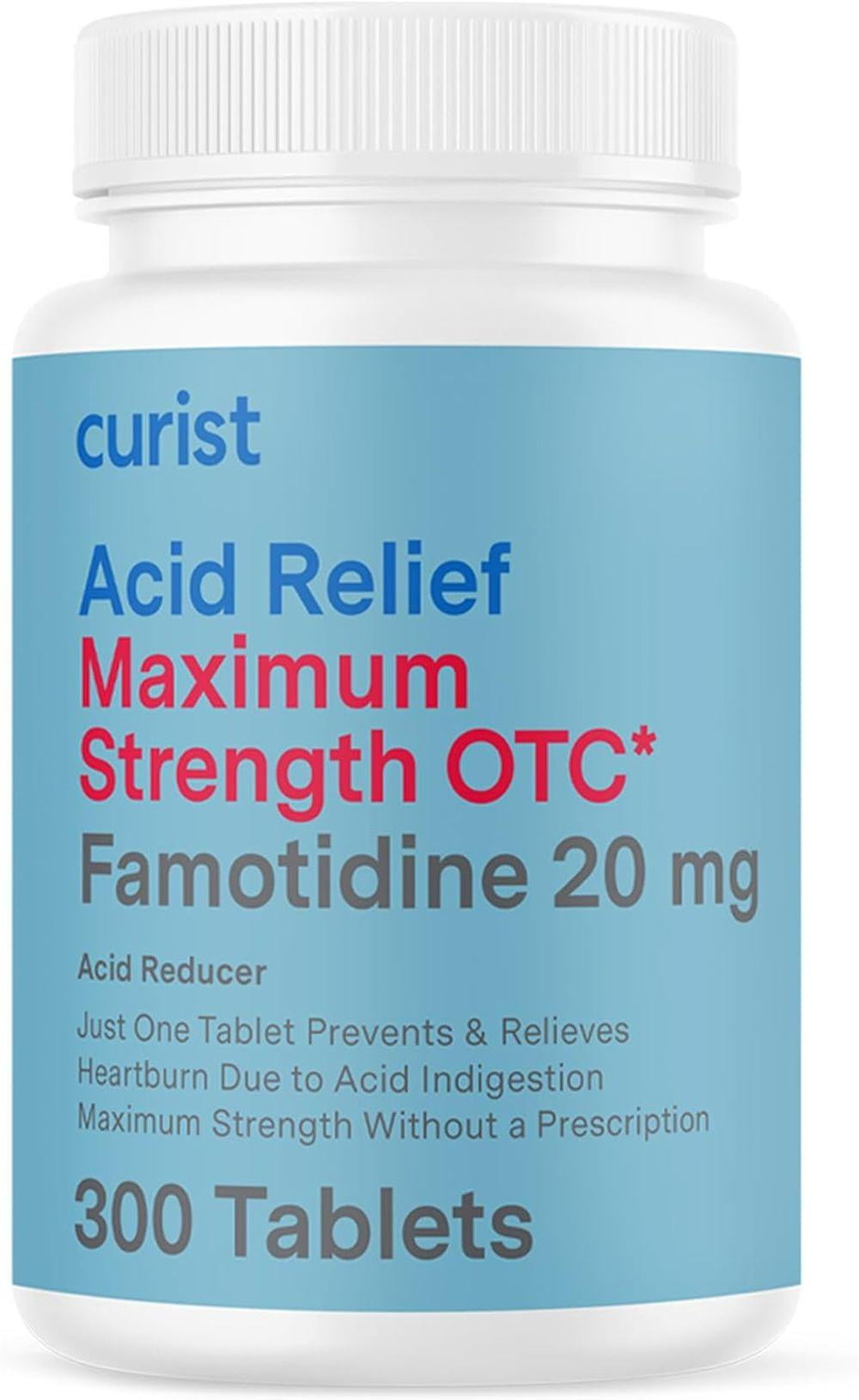 Curist Famotidine 20mg Acid Reducer, 300 Ct Maximum Strength Antacid ...