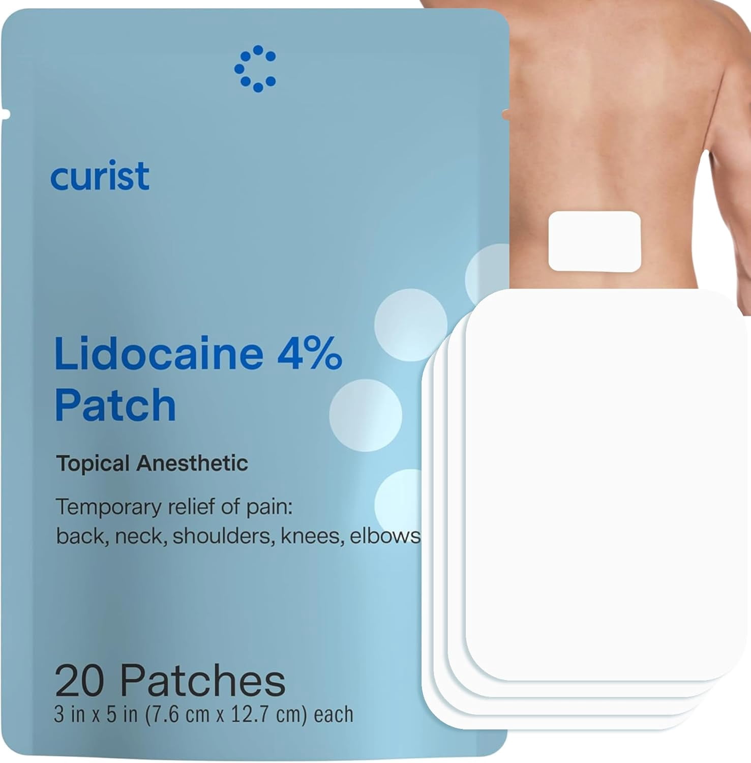 Curist 4% Lidocaine Pain Relief Patches, 20 Ct, Fast-Acting Numbing ...
