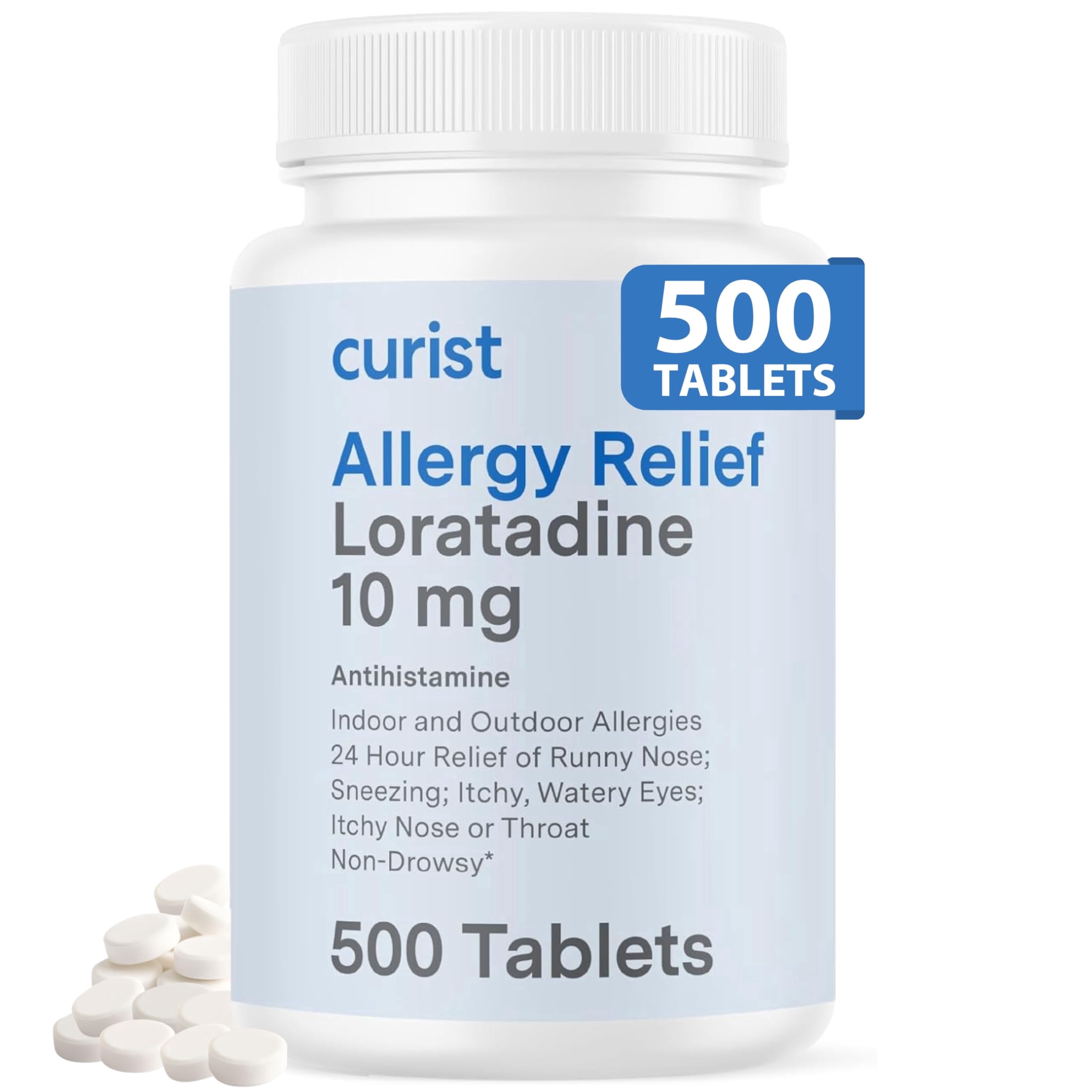 Curist Loratadine 10mg Bulk, All Day Non Drowsy Allergy Medicine, 24 ...