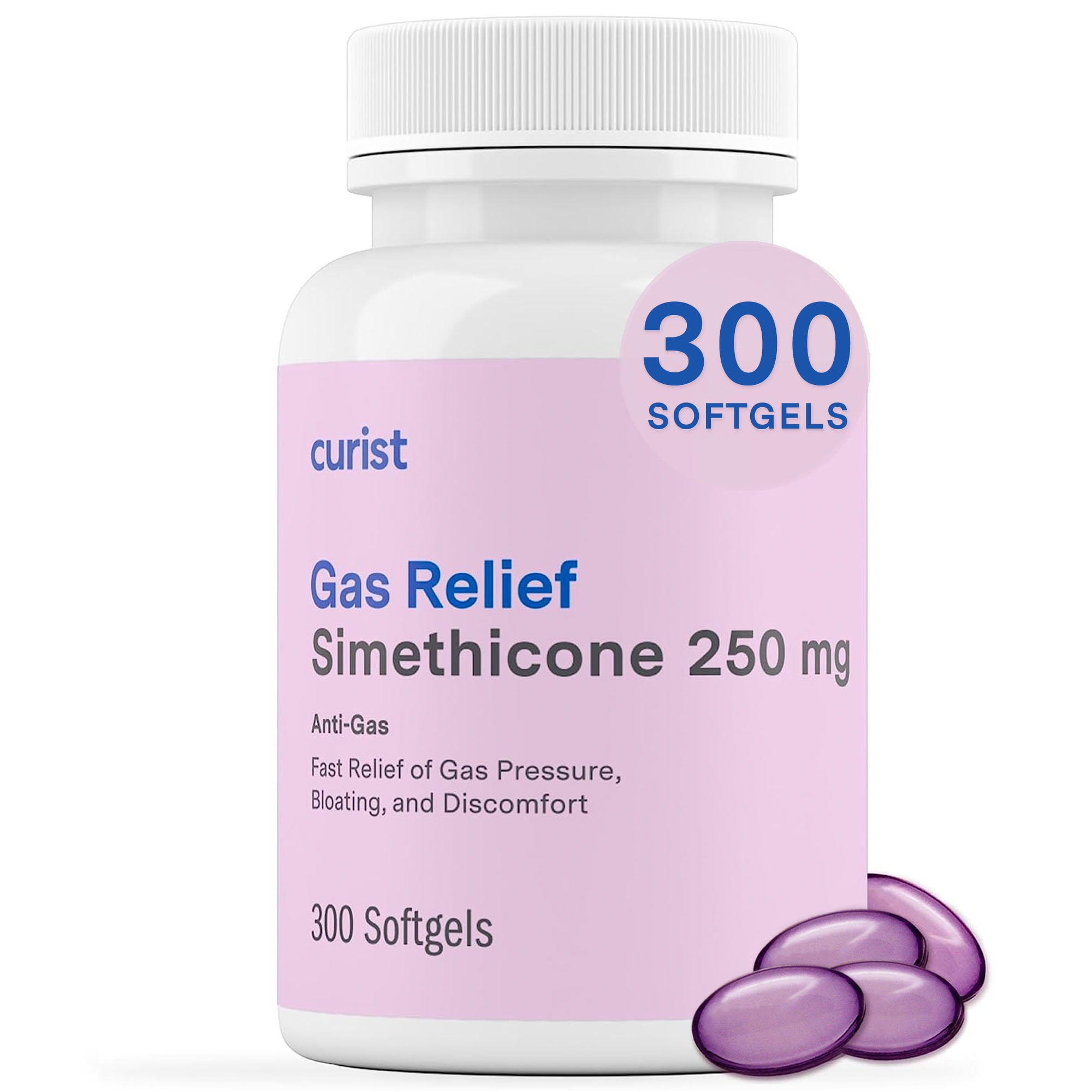 Curist Simethicone 250 mg 300 Softgels for Gas Relief Fast Acting ...
