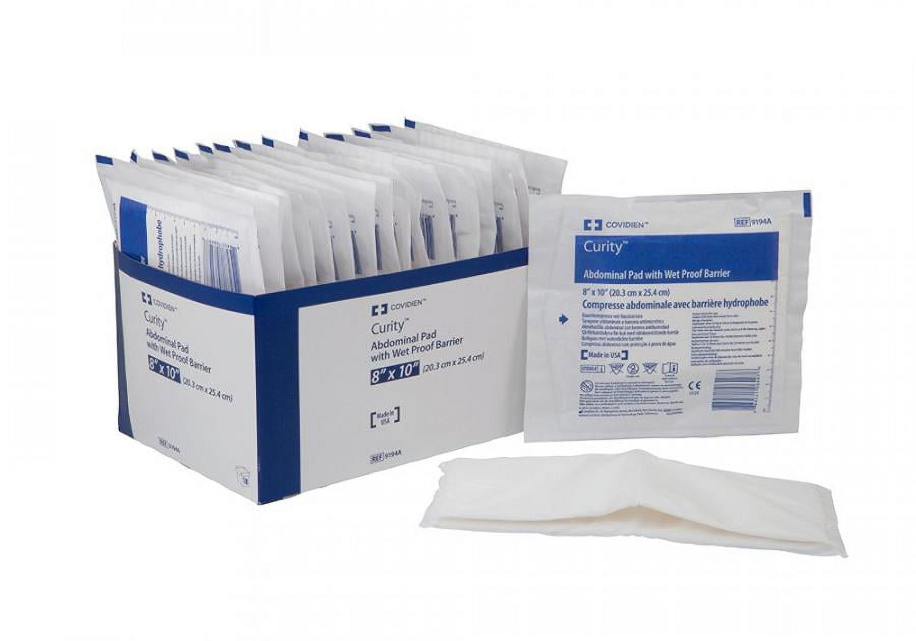 Curity Abdominal Pad - 8 Inches x 10 Inches, Non-woven Fluff, Sterile ...