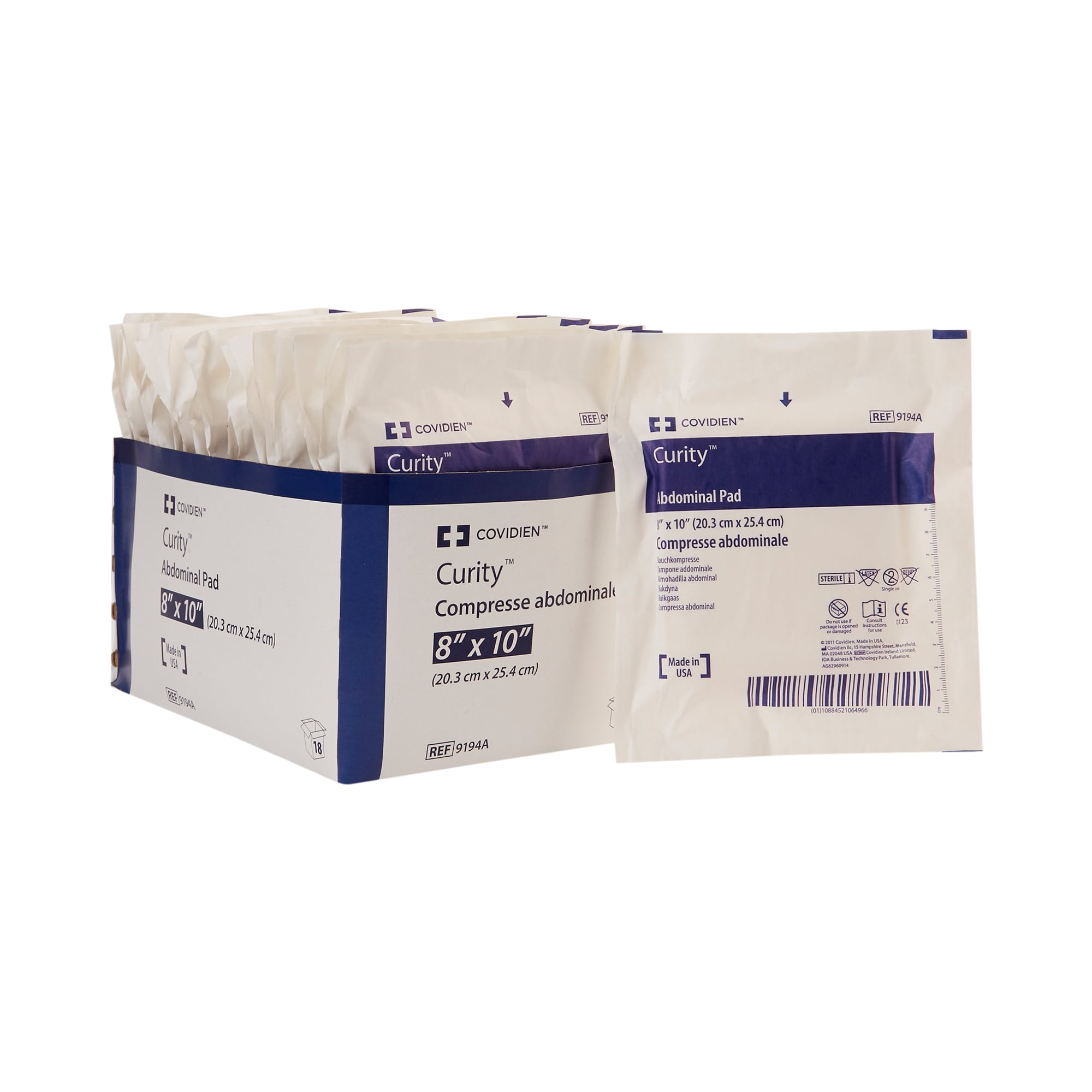 Curity Abdominal Pads, Sterile Gauze Dressing, 8 in x 10 in, 18 Count ...
