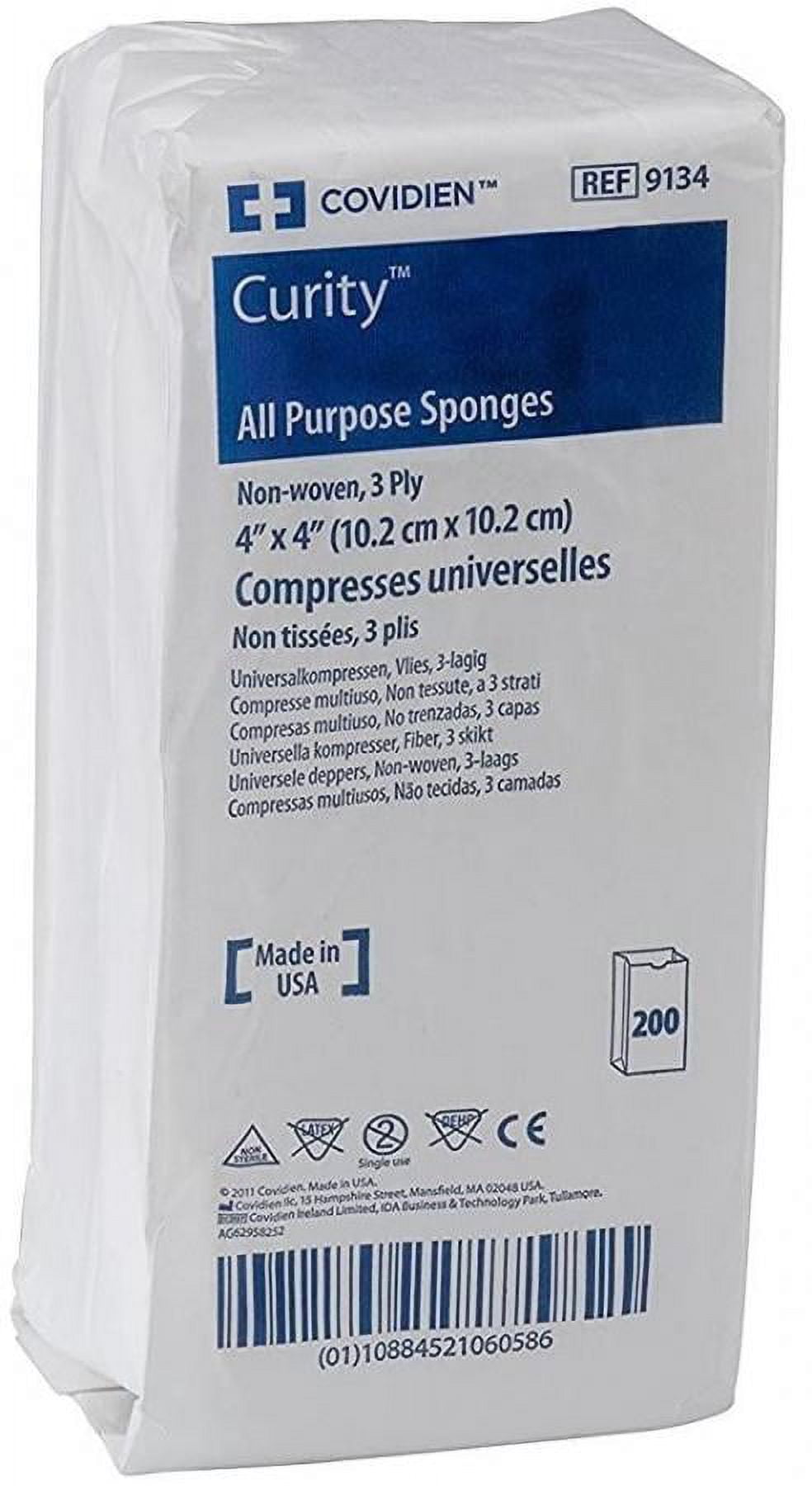 Curity All Purpose Sponges - 4 X 4 Inch, 3-Ply, White, Polyester/Rayon ...