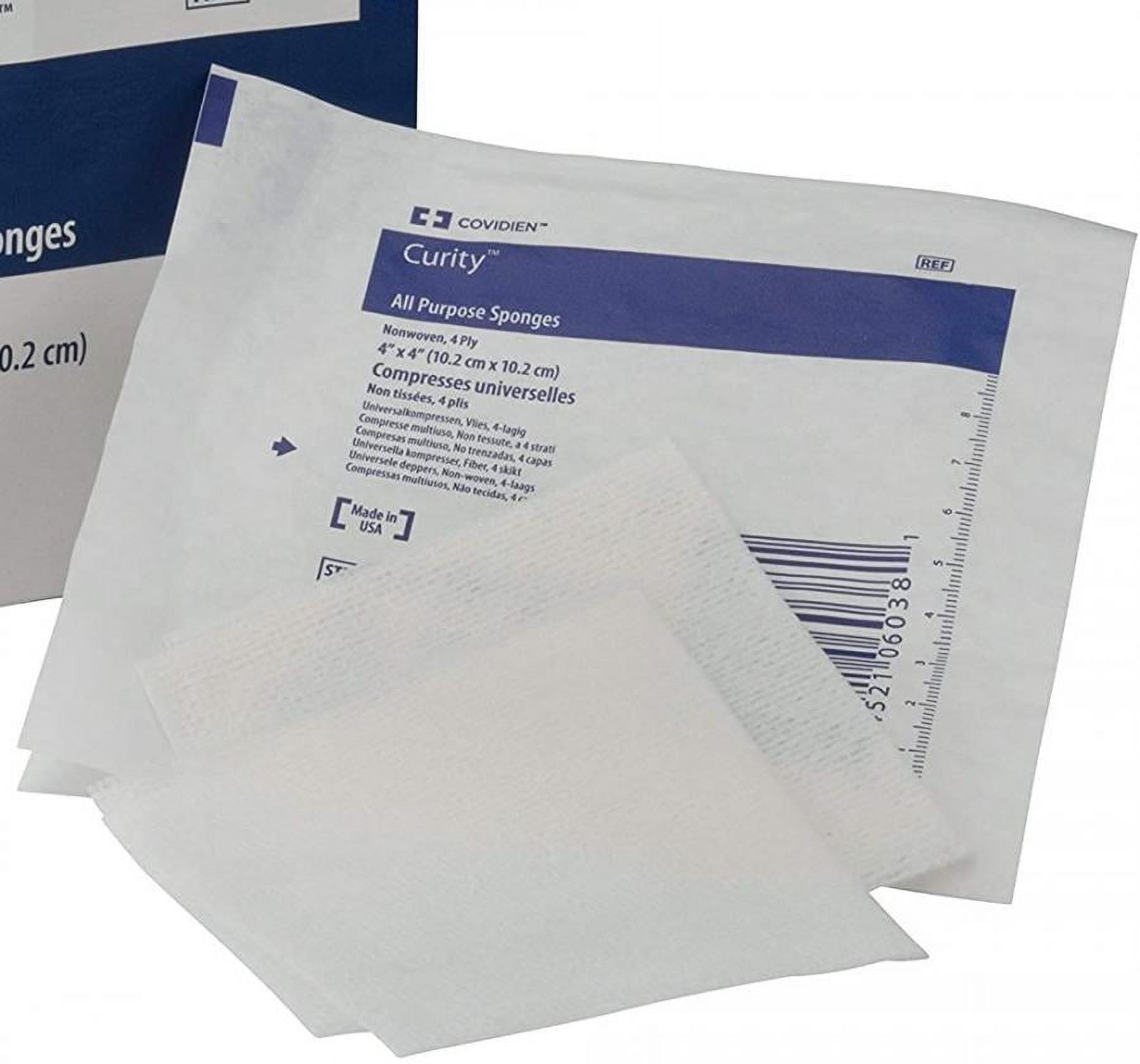 Curity All Purpose Sponges - 4 X 4 Inch, 4-Ply, White, Polyester/Rayon ...