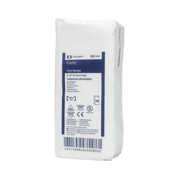 Curity Cover Sponges, 100/Pack, 3”x3”, Non-Sterile, Absorbent, Latex ...