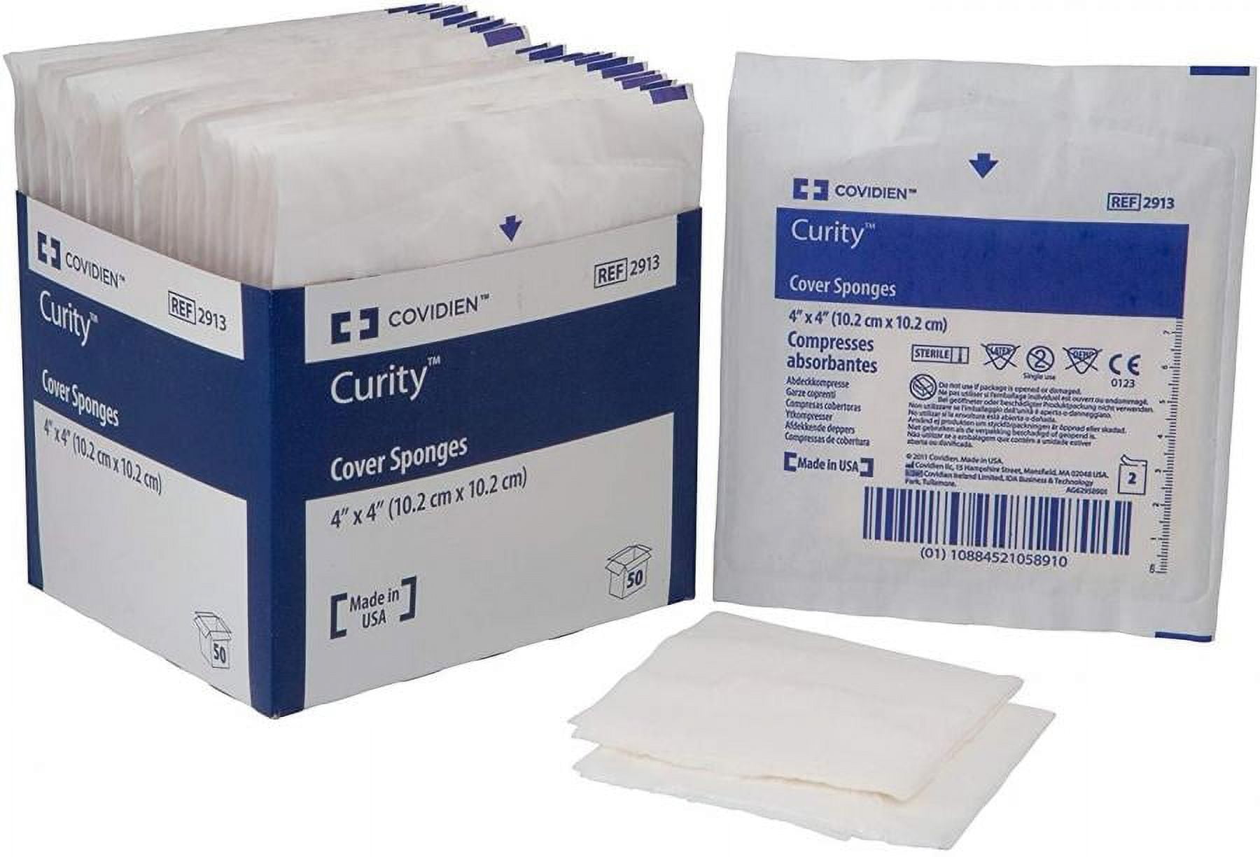 Curity Cover Sponges - 4 x 4 Inch, 4-Ply, White, Non-woven Cellulose ...
